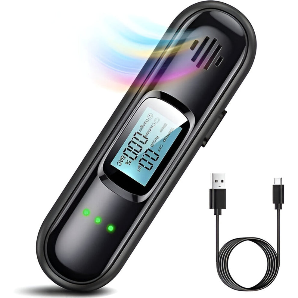 Rechargeable Portable Non-Contact Alcohol Breathalyzer with 3-Color Wa ...